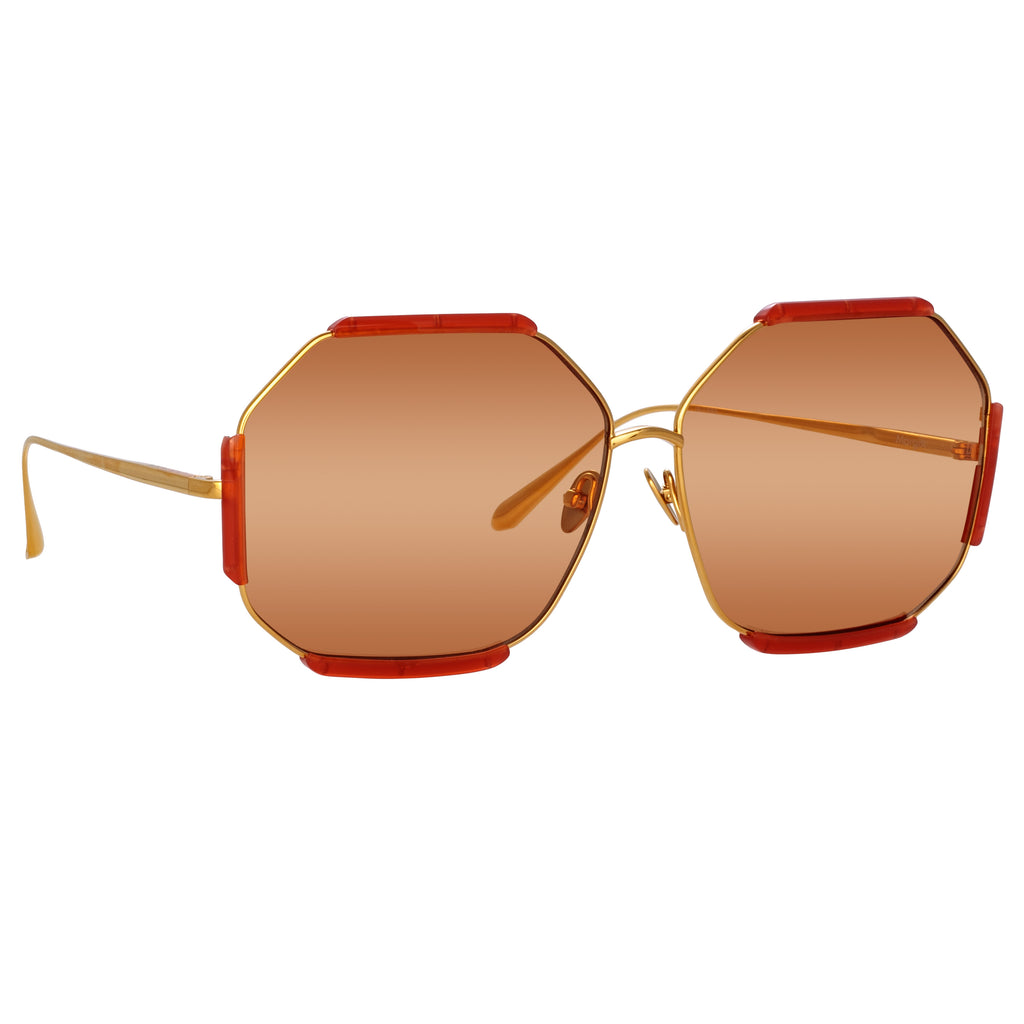 Margot Hexagon Sunglasses in Terracotta by LINDA FARROW – LINDA FARROW (U.K.)